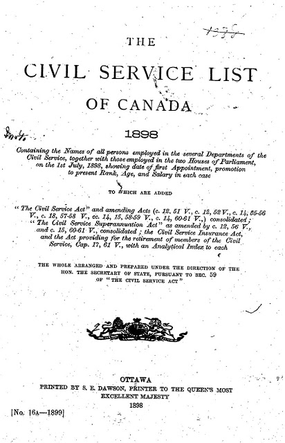 Working for the Government: Federal Civil Service Lists on Canadiana ...